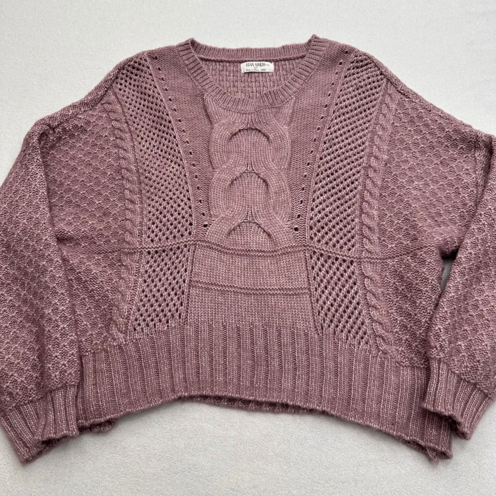 Love Earth | Sweaters | Love Earth Womens Sweater Lg Mauve Cable Knit ...